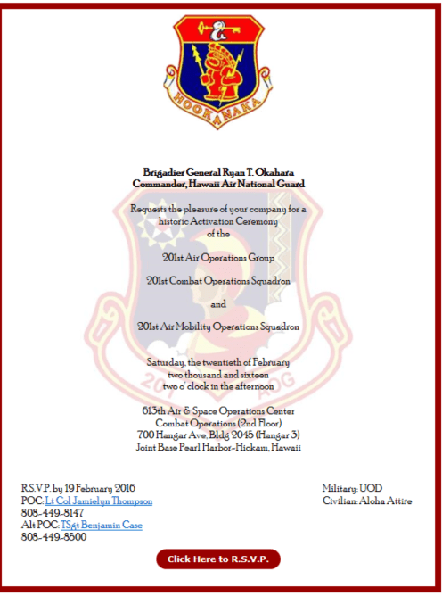201st Air Operations Group Activation | Retiree News
