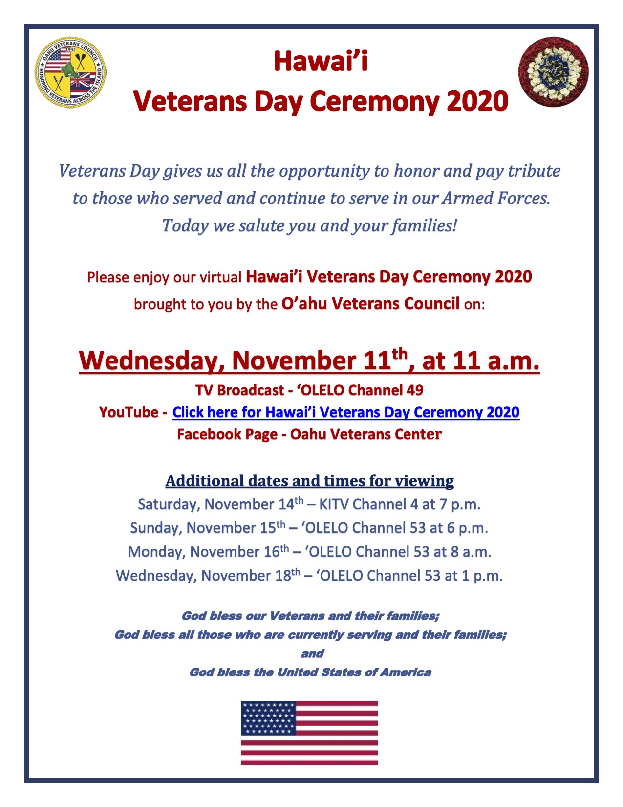 Hawaii Veterans Day Ceremony 2020 | Retiree News