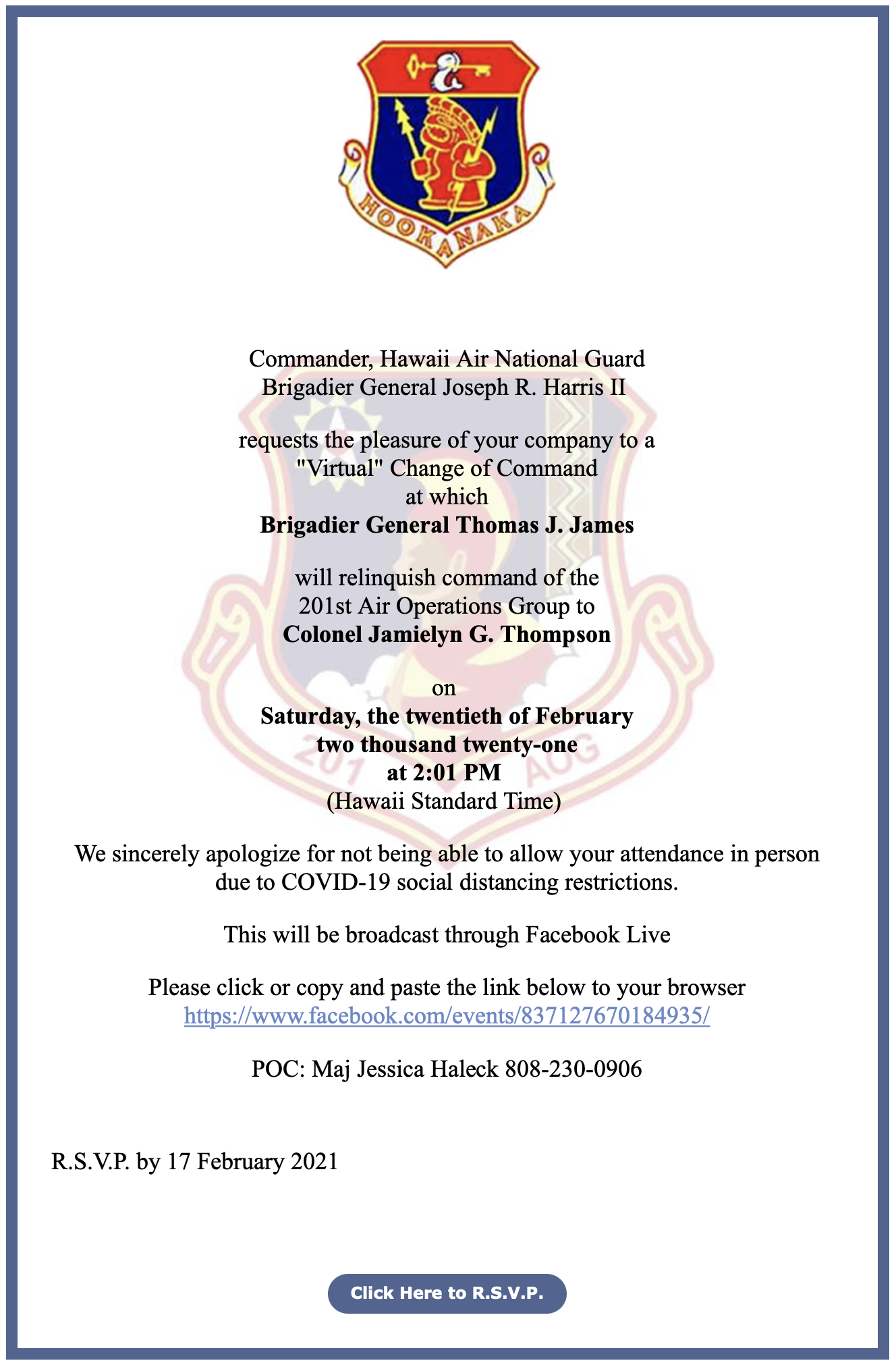 201st Air Operations Group Change of Command | Retiree News