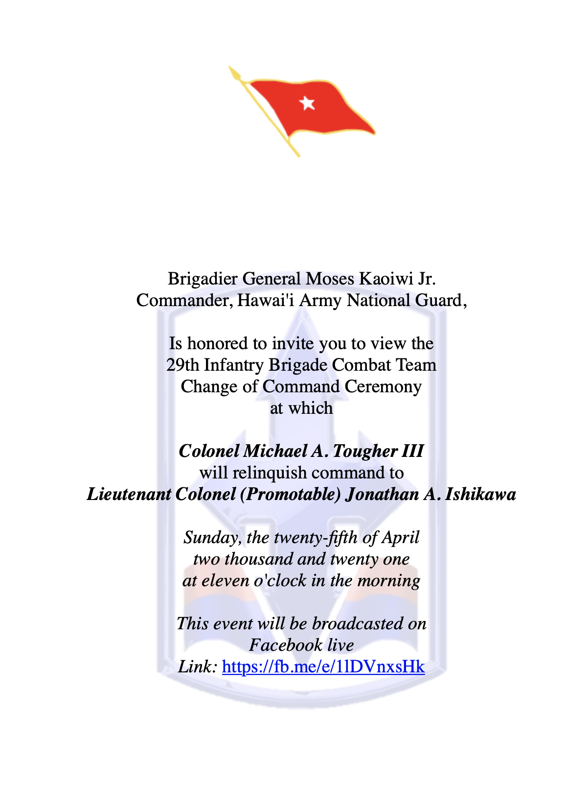 29th Infantry Brigade Combat Team Change of Command Ceremony | Retiree News